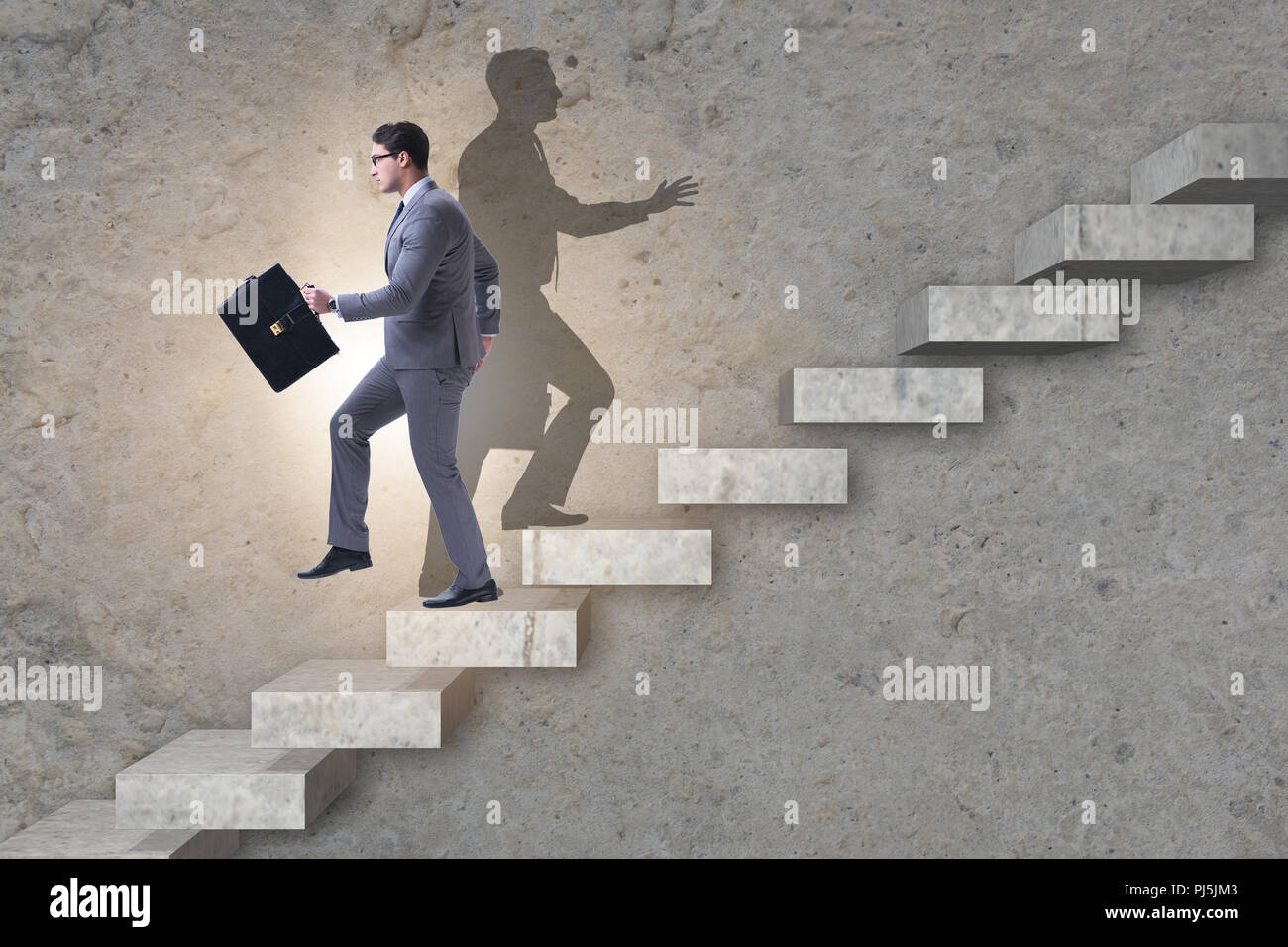 Businessman and his shadow in business concept Stock Photo - Alamy