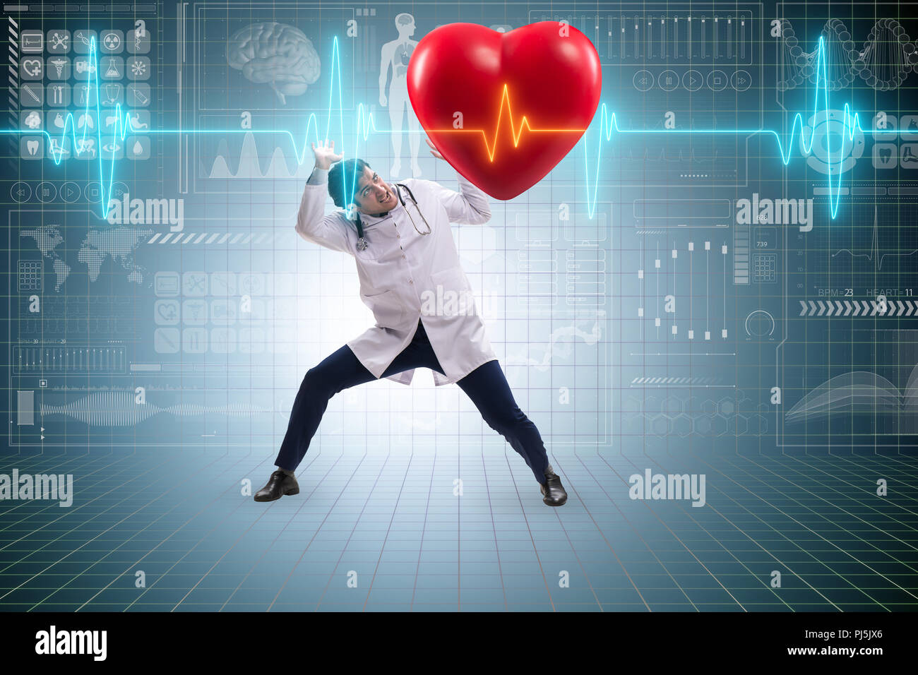 Doctor cardiologist supporting cardiogram heart line Stock Photo - Alamy