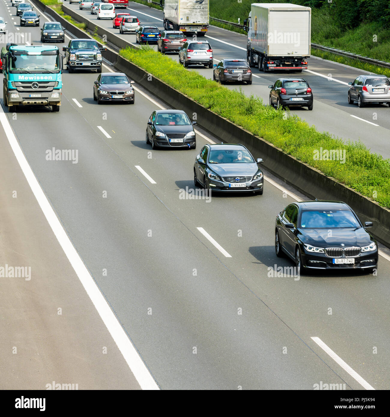 DUSSELDORF,GERMANY-AUGUST 21,2017: Traffic on a German highway Stock ...