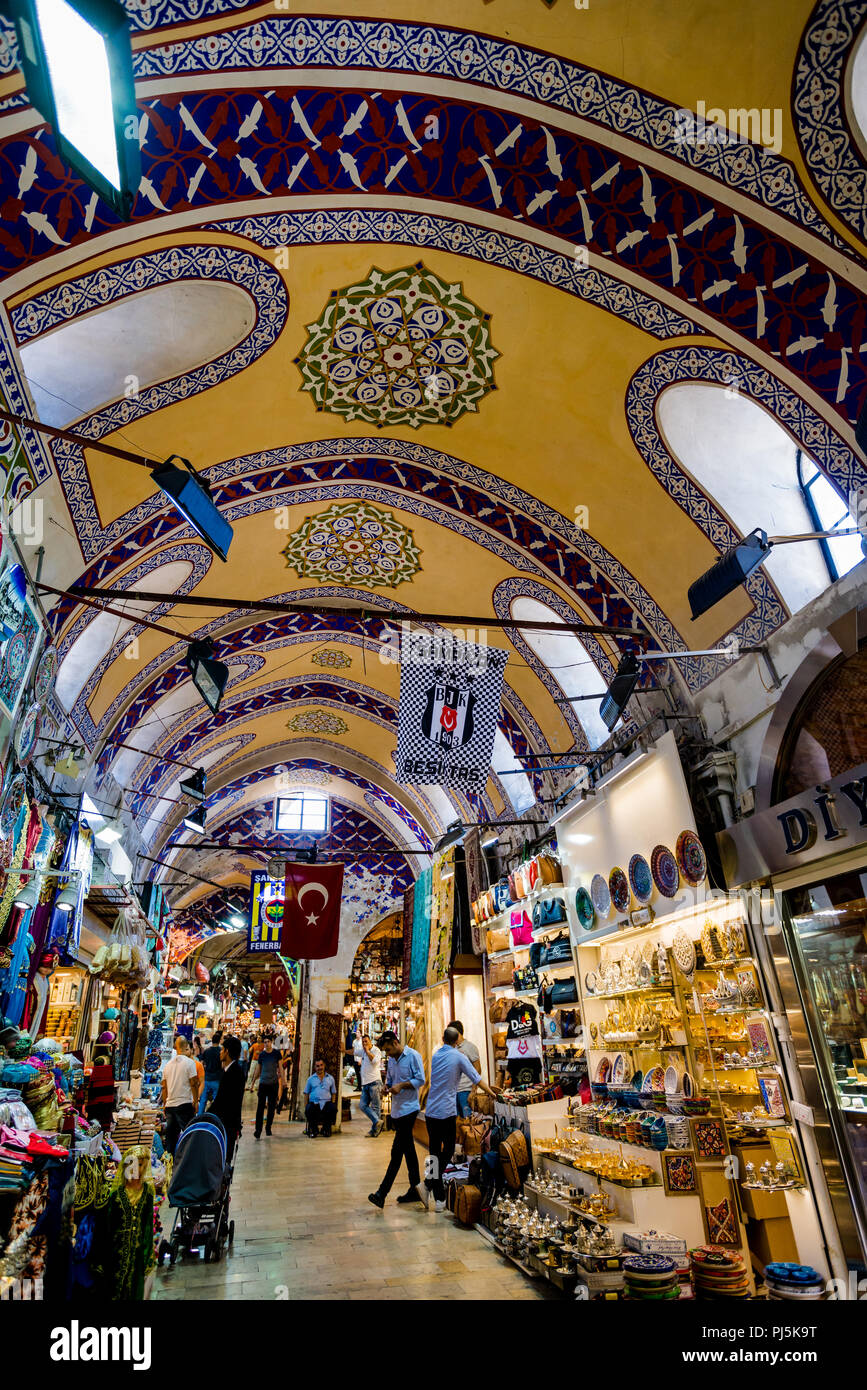 ISTANBUL, TURKEY - JULY 10, 2017: Grand Bazaar in Istanbul, Turkey. It ...