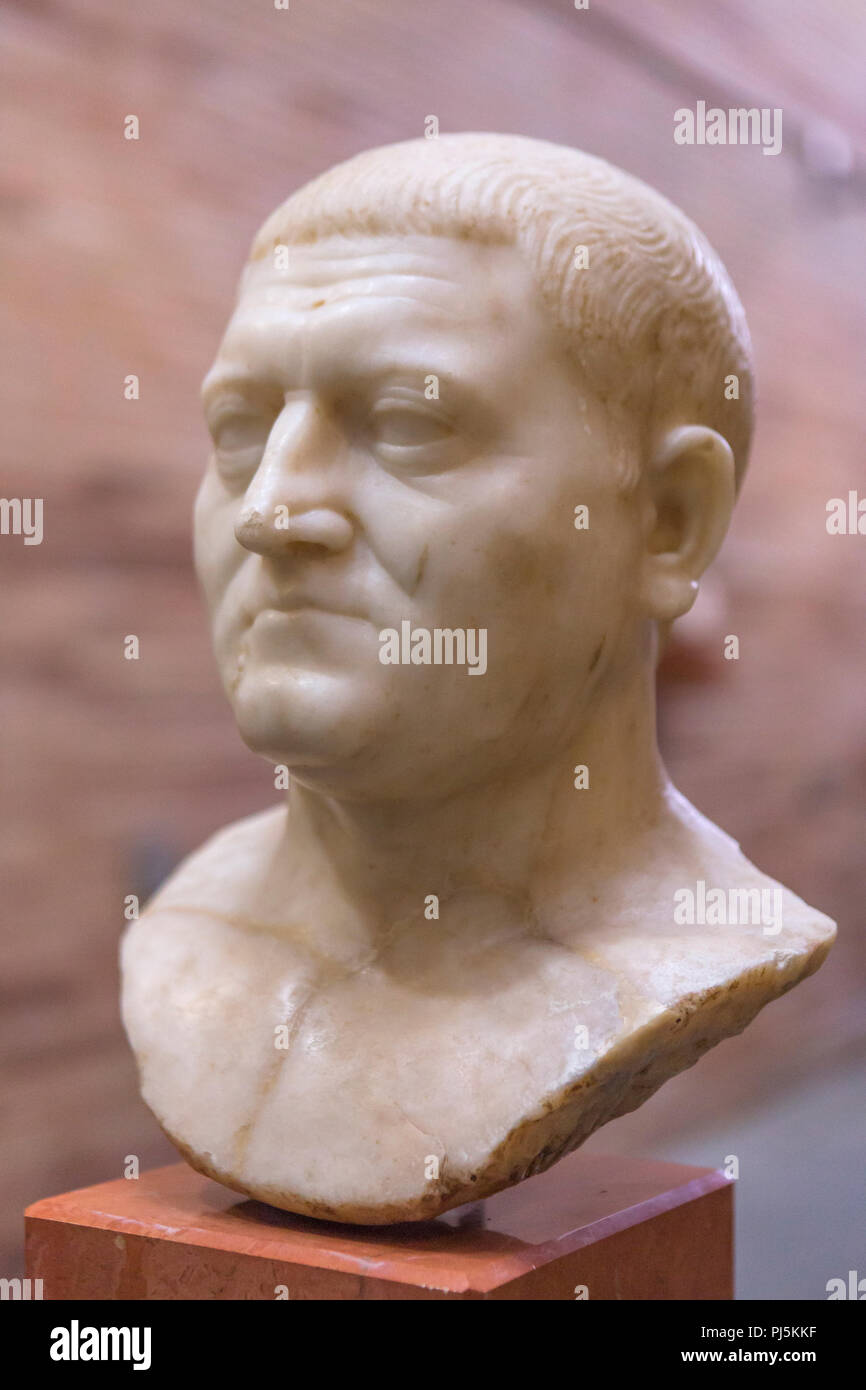 Antique sculpture, Roman theatre, Merida, Extremadura, Spain Stock ...