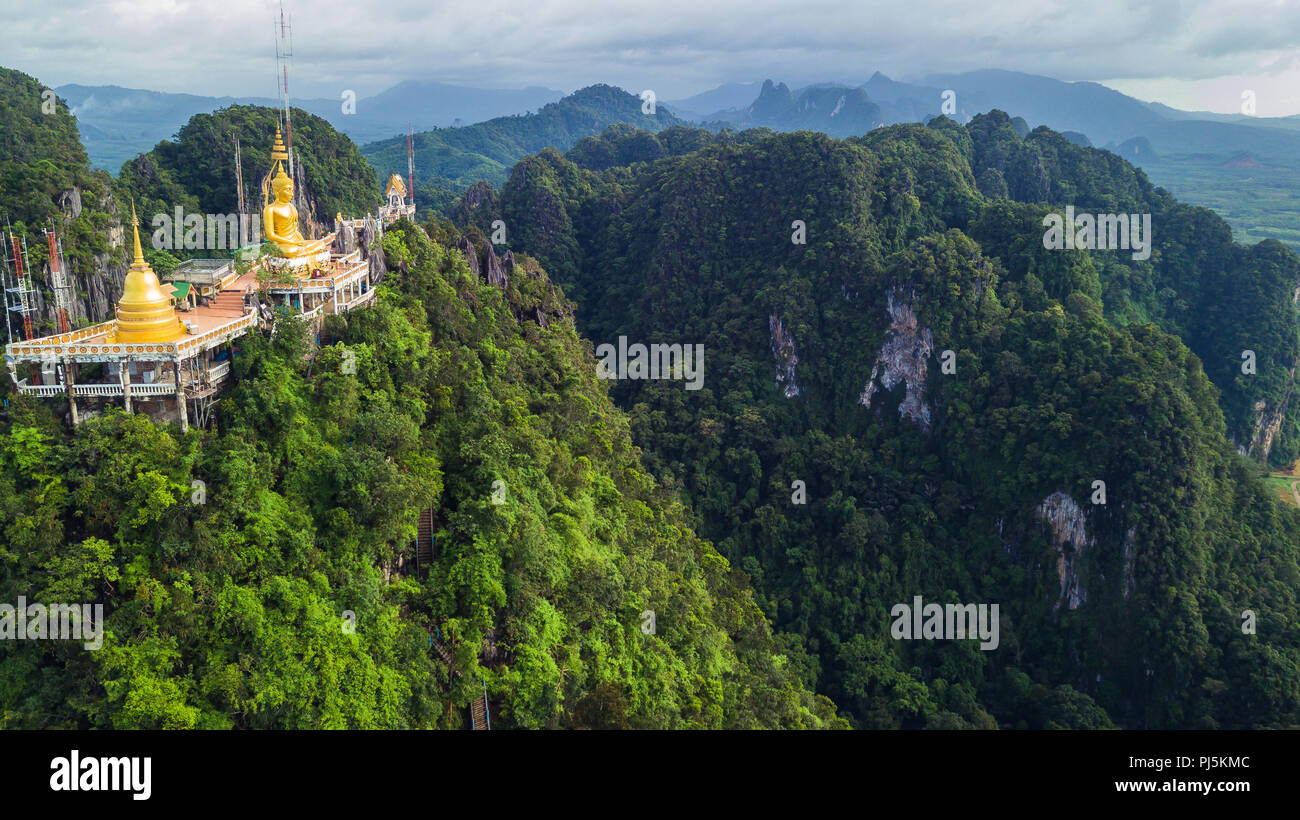 Buddha on the top Mountain of Wat Tham Seua (Tiger Cae) , Krabi ...