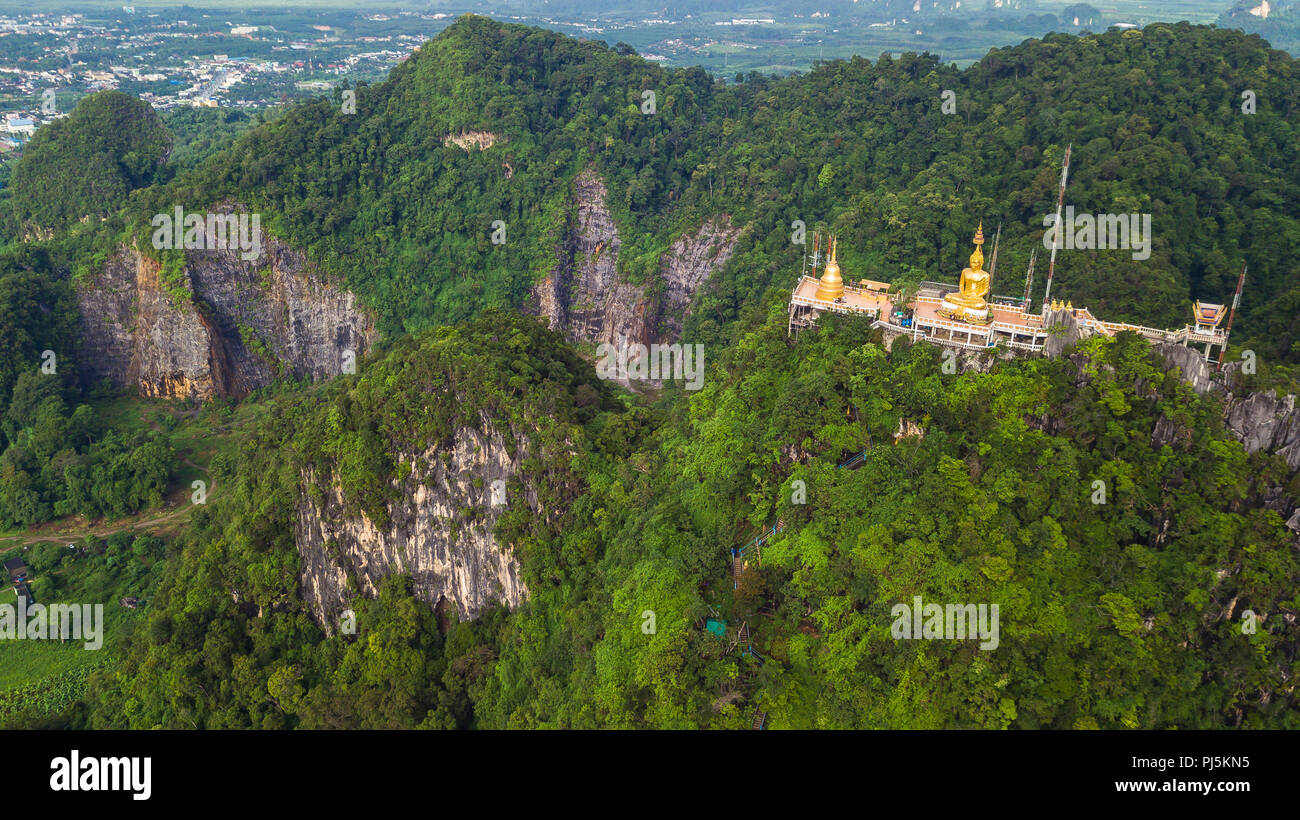 Buddha on the top Mountain of Wat Tham Seua (Tiger Cae) , Krabi ...