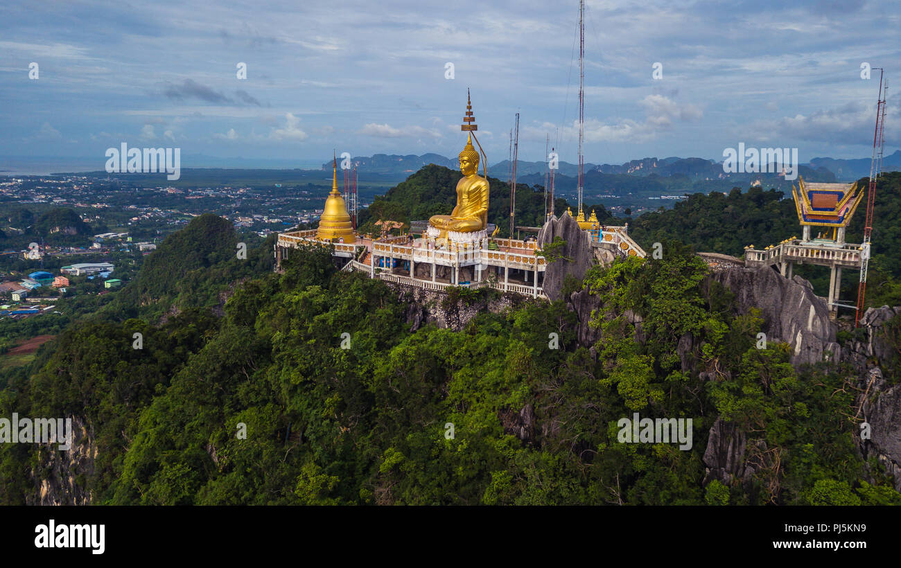 Buddha on the top Mountain of Wat Tham Seua (Tiger Cae) , Krabi ...