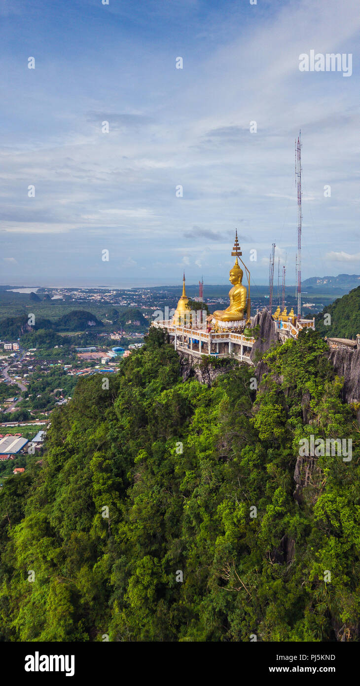 Buddha on the top Mountain of Wat Tham Seua (Tiger Cae) , Krabi ...