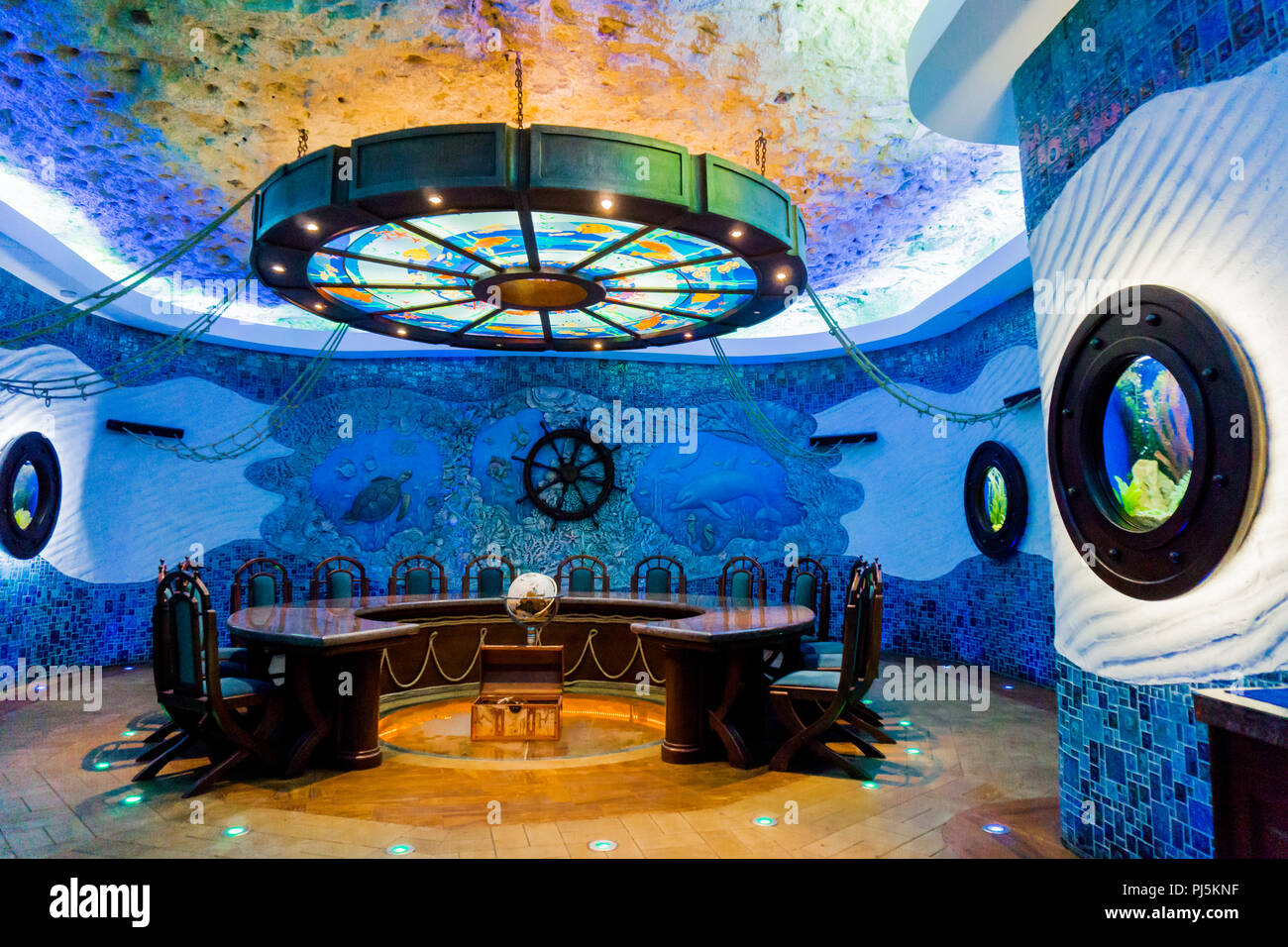 CRICOVA, MOLDOVA - JANUARY 01, 2015: Underground wine sampling hall ...