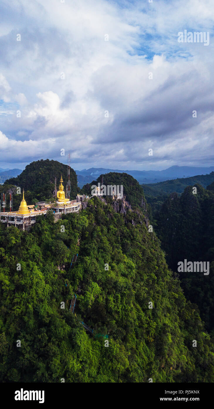Buddha on the top Mountain of Wat Tham Seua (Tiger Cae) , Krabi ...