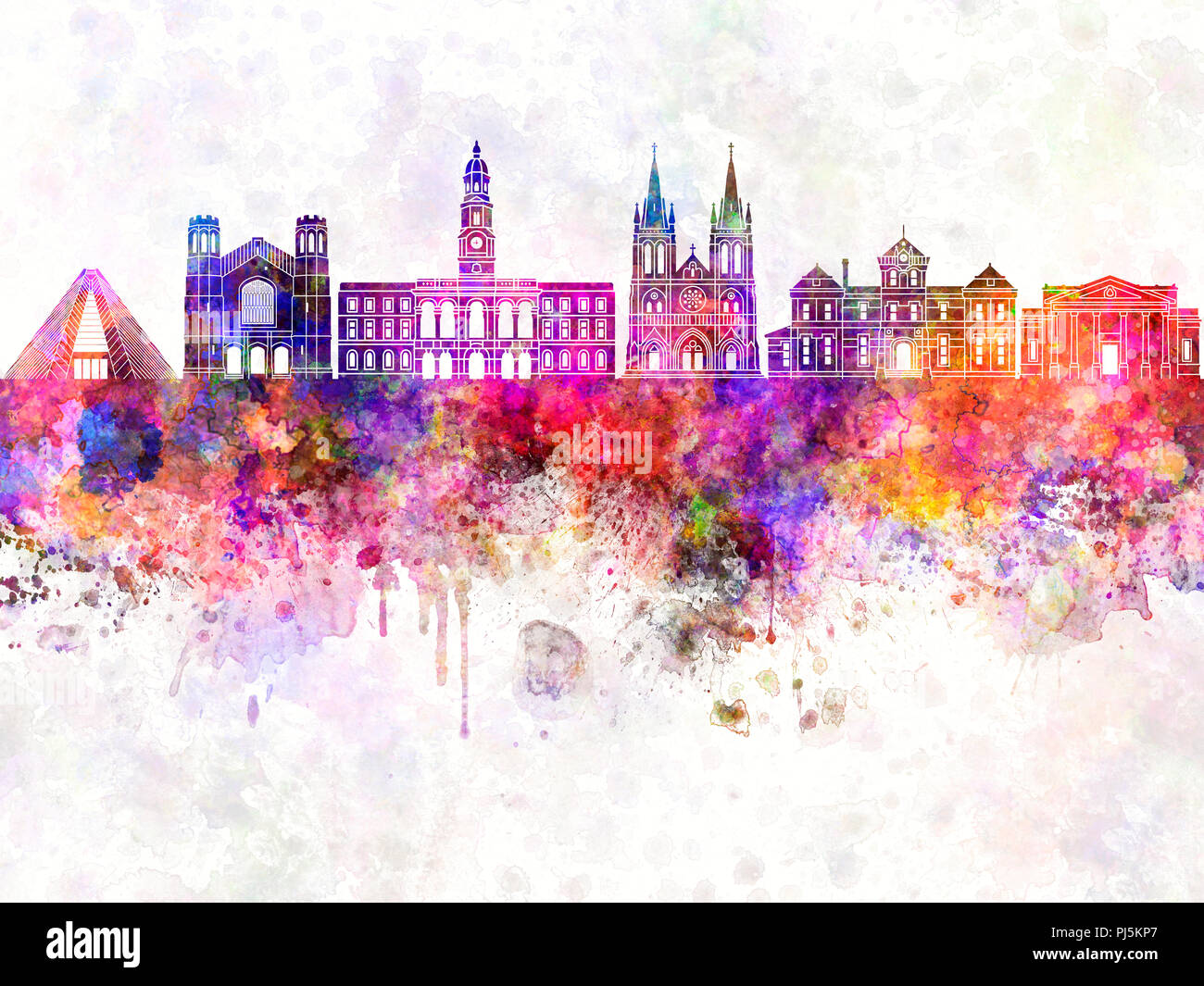 Adelaide V2 skyline in watercolor background Stock Photo - Alamy