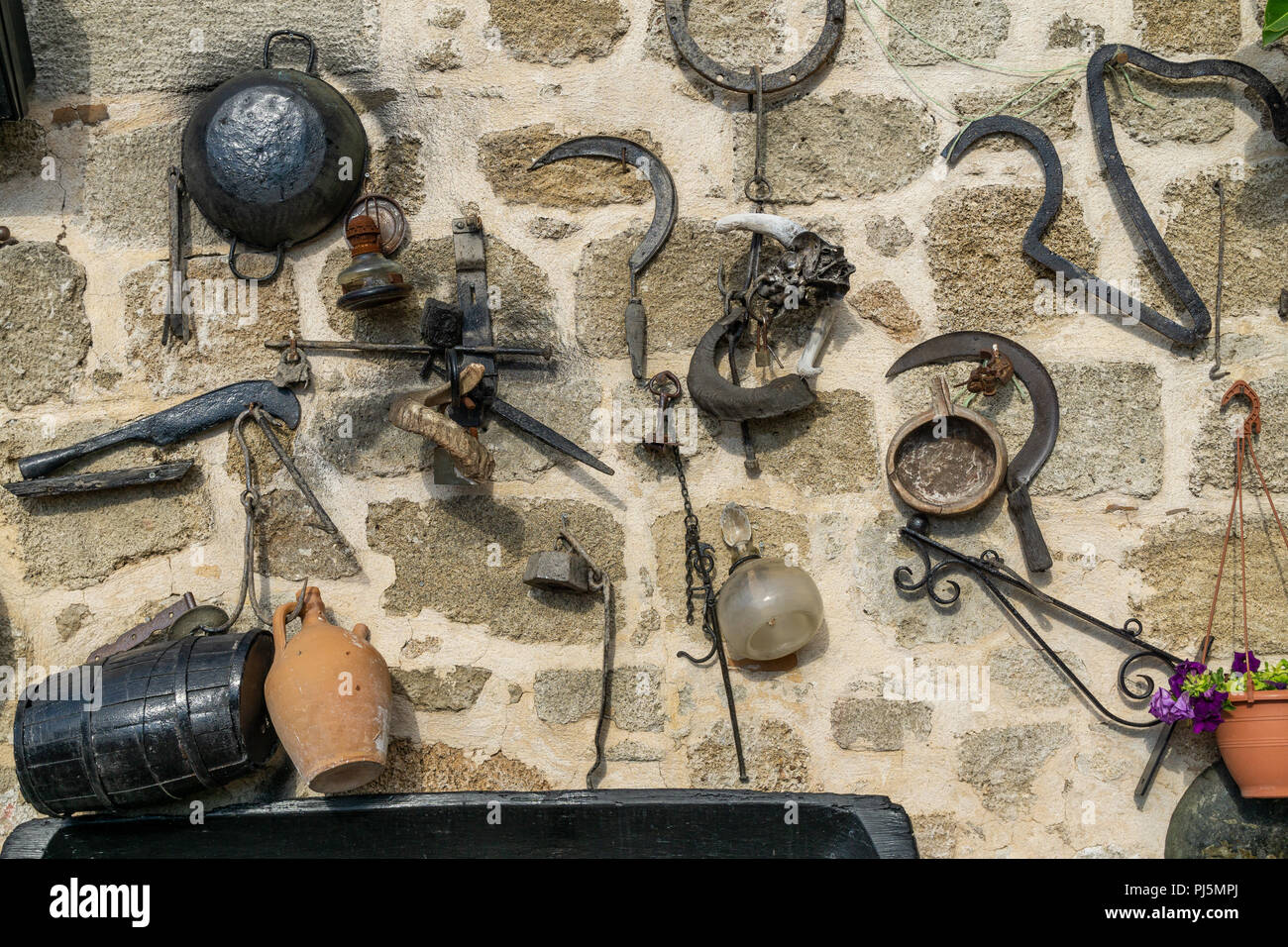 Collection of old tools, Rhodos Greece Stock Photo - Alamy