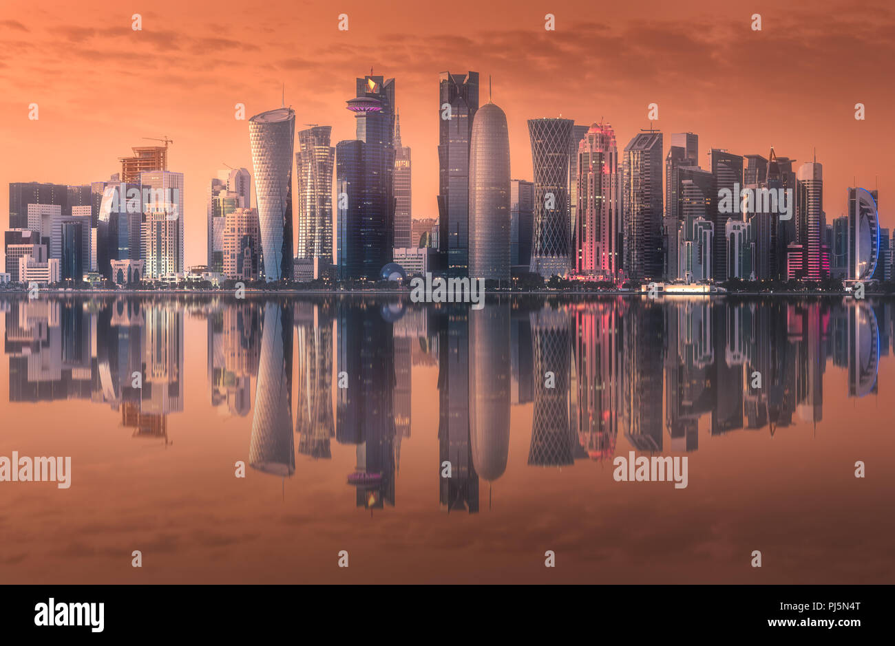 The skyline of West Bay and Doha City Center, Qatar Stock Photo - Alamy