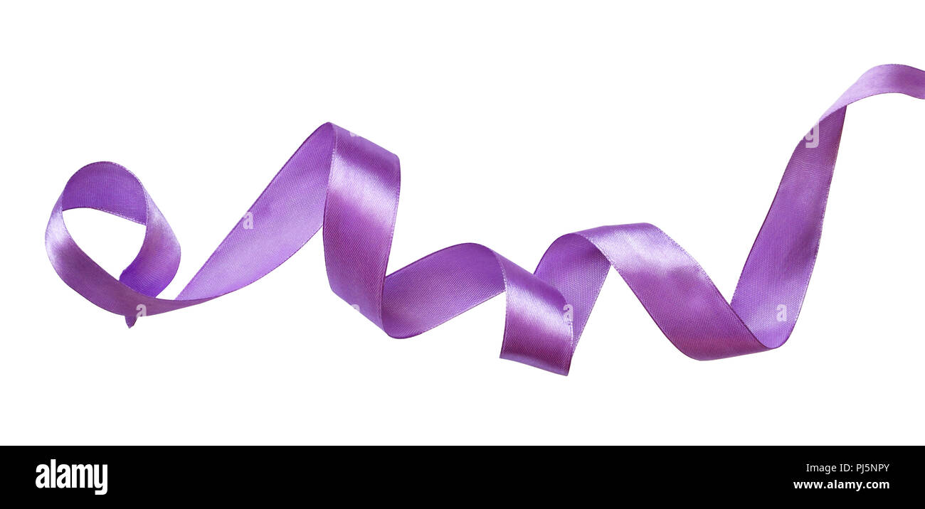 Curled purple silk ribbon isolated on white Stock Photo - Alamy