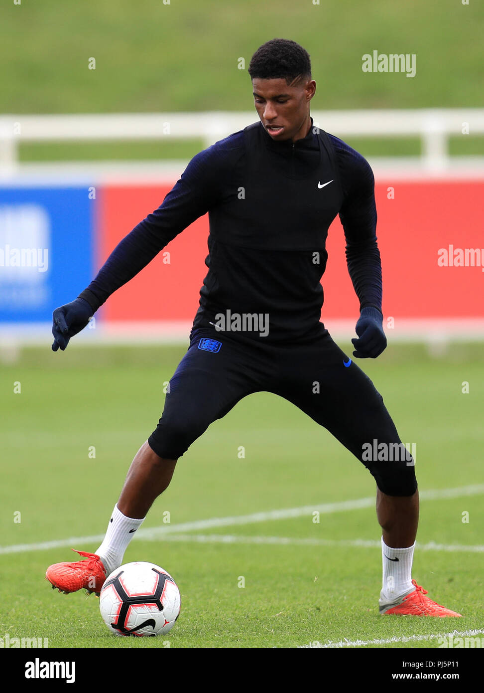 England's Marcus Rashford during a training session at St Georges' Park ...