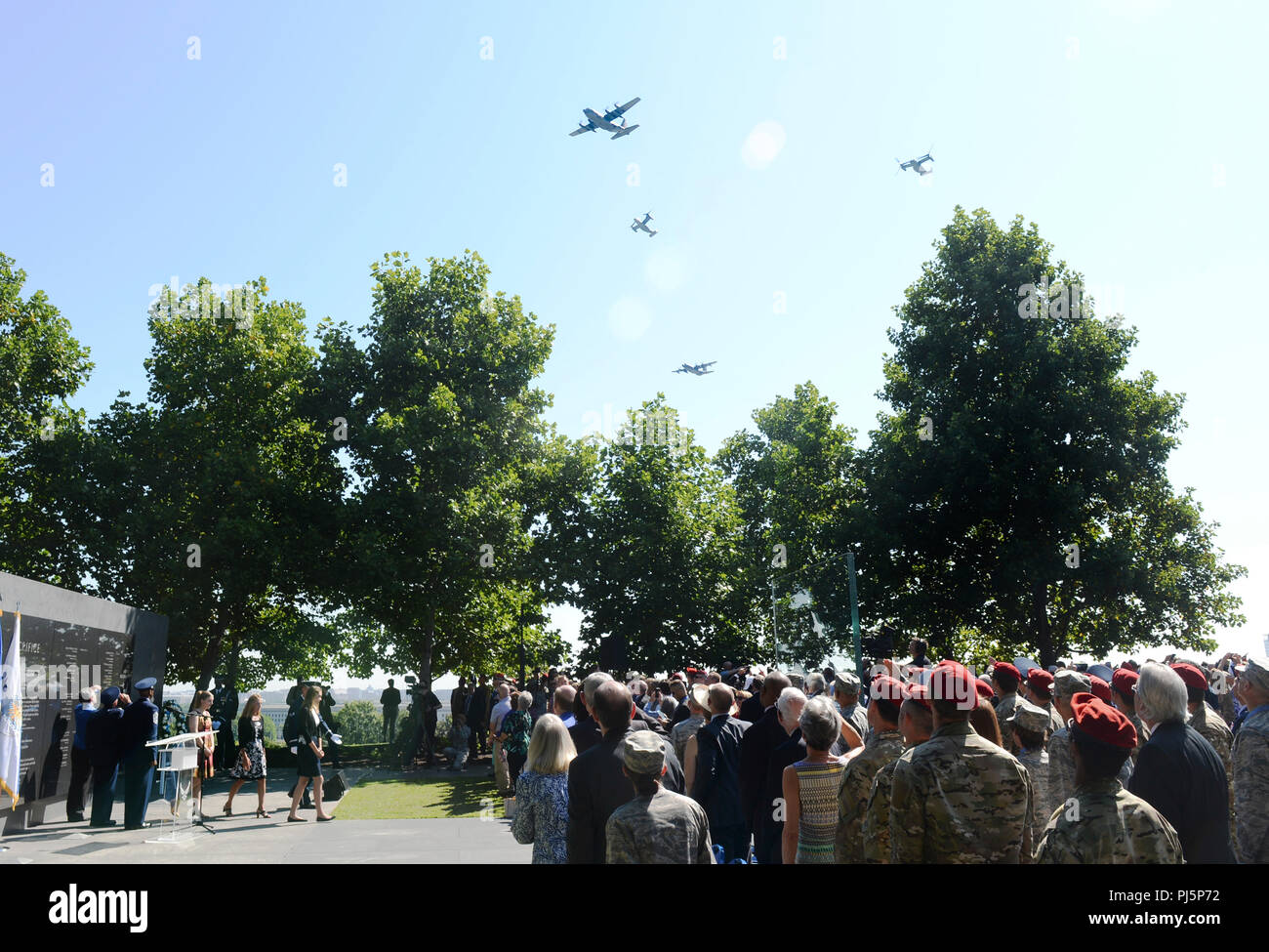 A missing man formation flies over the U.S. Air Force Tech. Sgt. John ...