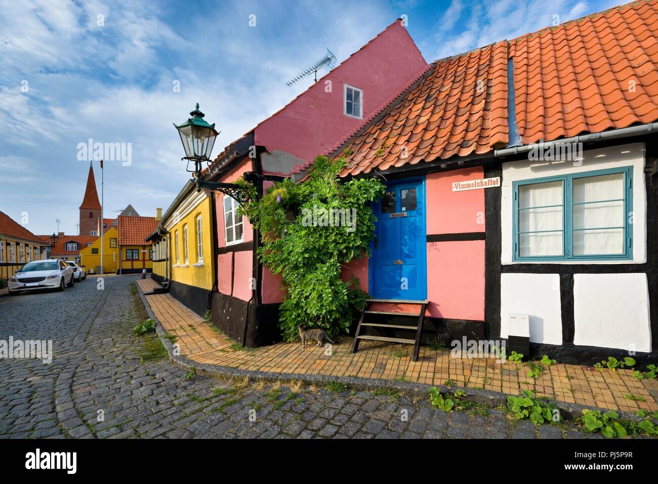 Traditional colorful half-timbered houses in Ronne, Bornholm, Denmark ...