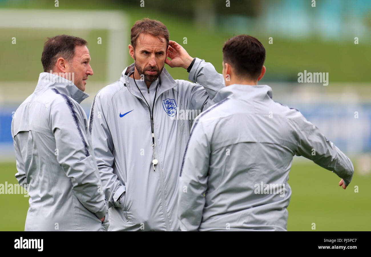 England's (left-right) Steve Holland and Gareth Southgate during a ...