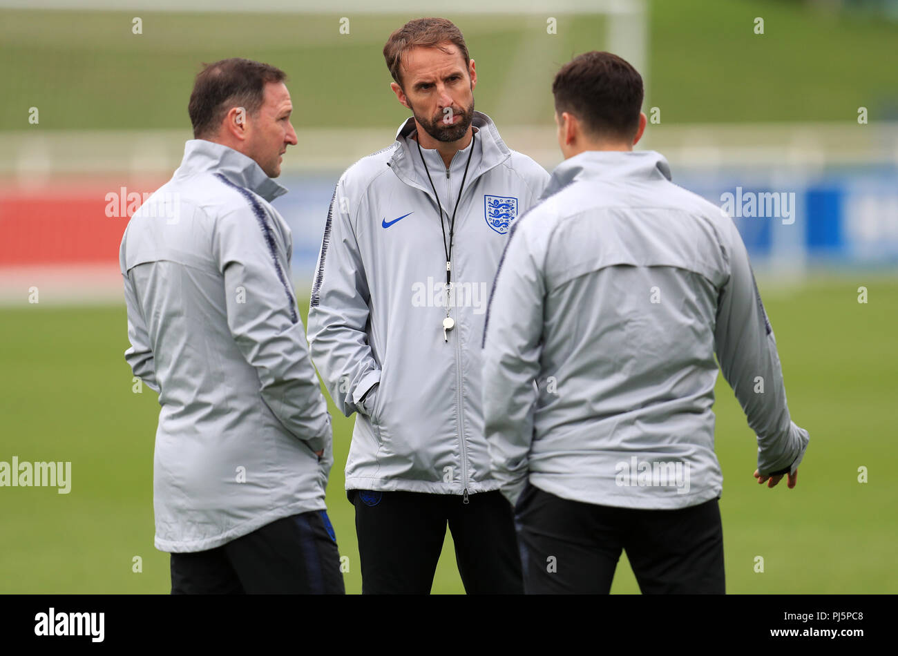 England's (left-right) Steve Holland and Gareth Southgate during a ...