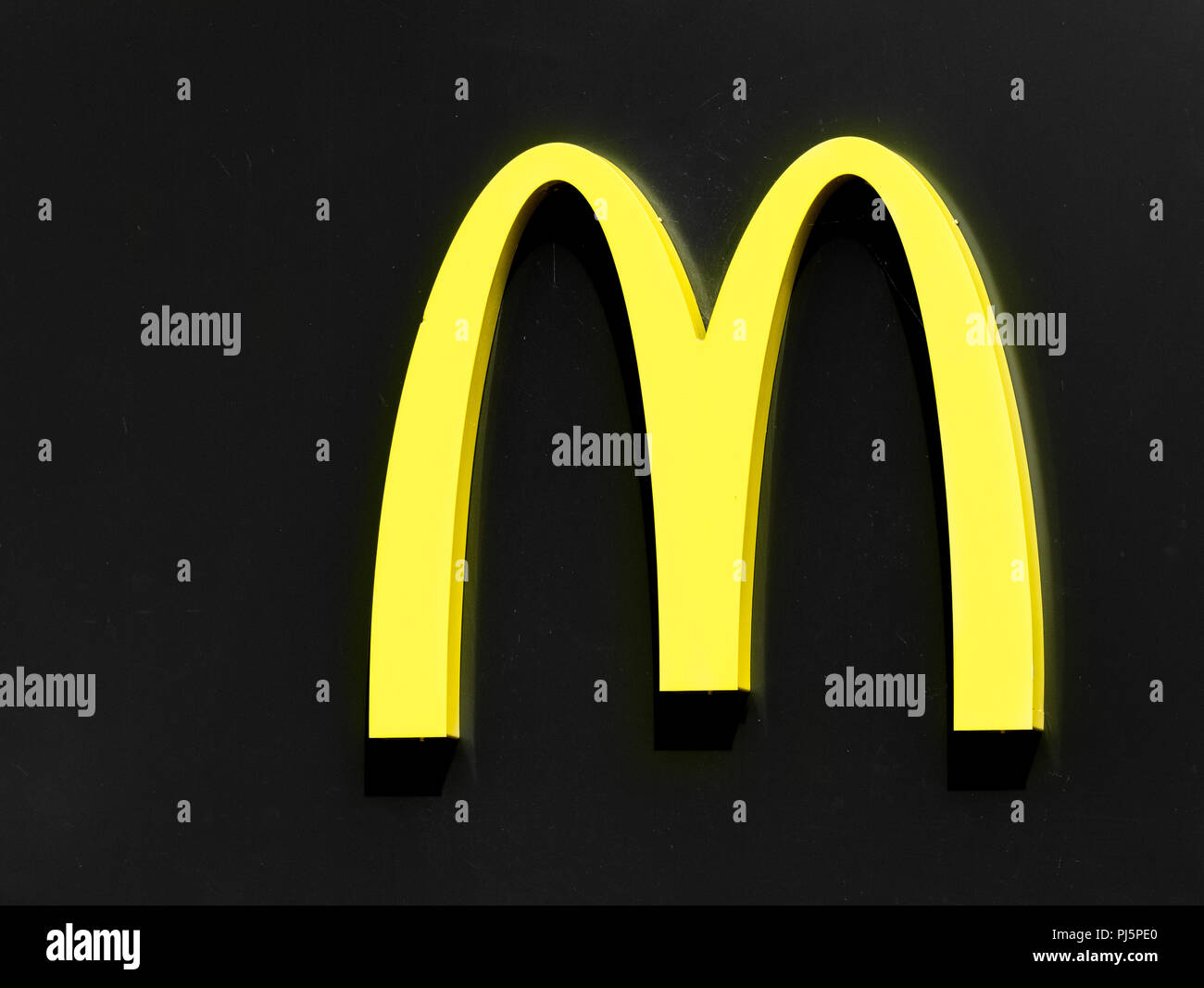 MacDonald's sign in the High Street at the town centre of Kettering ...