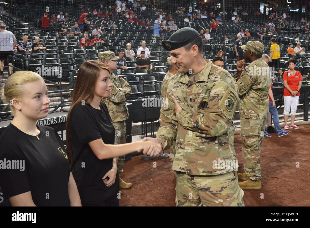 Lt. Col. Scott Morley, commander, Phoenix Recruiting Battalion, shakes ...