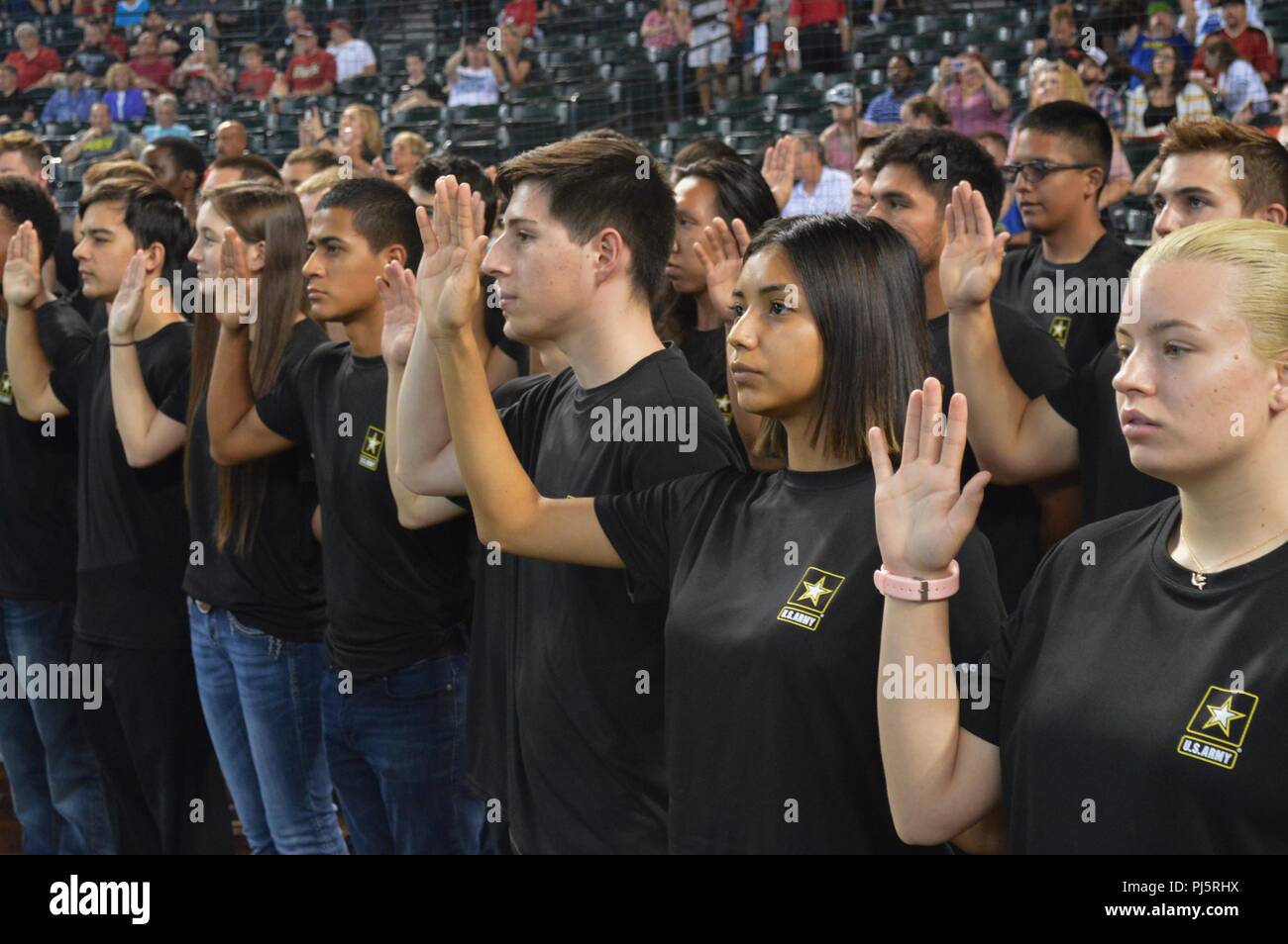 As part of a mass enlistment ceremony, Future Soldiers from the Phoenix ...