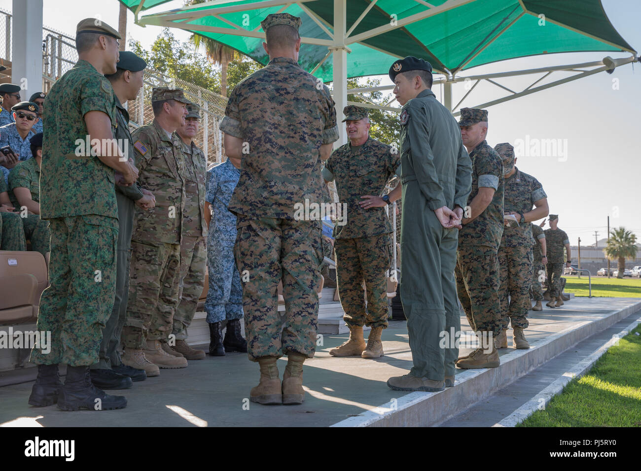 U.S. Marine Corps Brig. Gen. Roger Turner (center), Commanding General ...