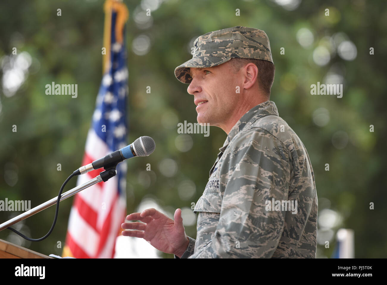 Col. Andy Clark, 9th Reconnaissance Wing commander, adresses ...