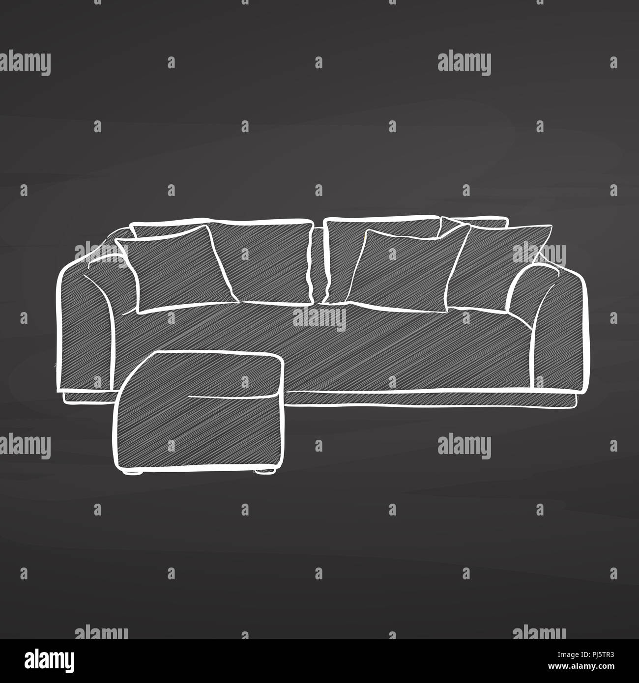 couch drawing on chalkboard. hand-drawn vector sketch. business concept ...
