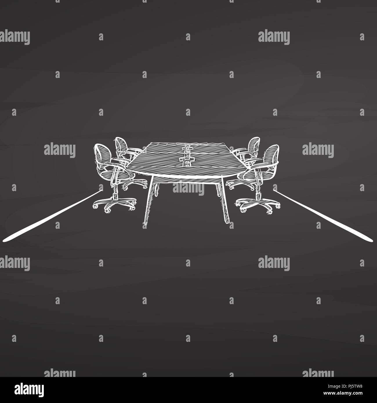 meeting desk drawing. hand-drawn vector sketch. business concept design ...