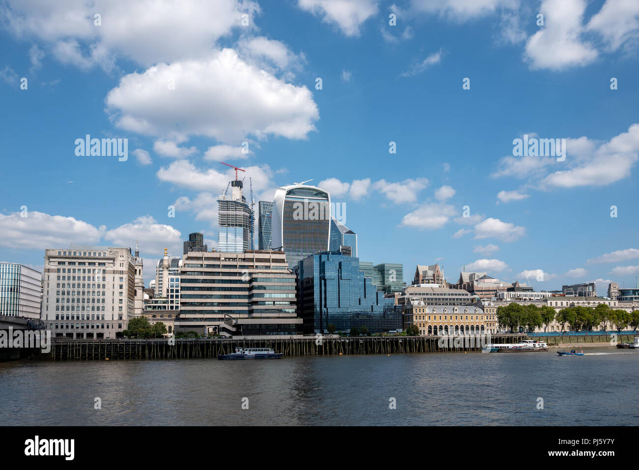 View from London Bridge towards Tower Bridge in London Stock Photo - Alamy