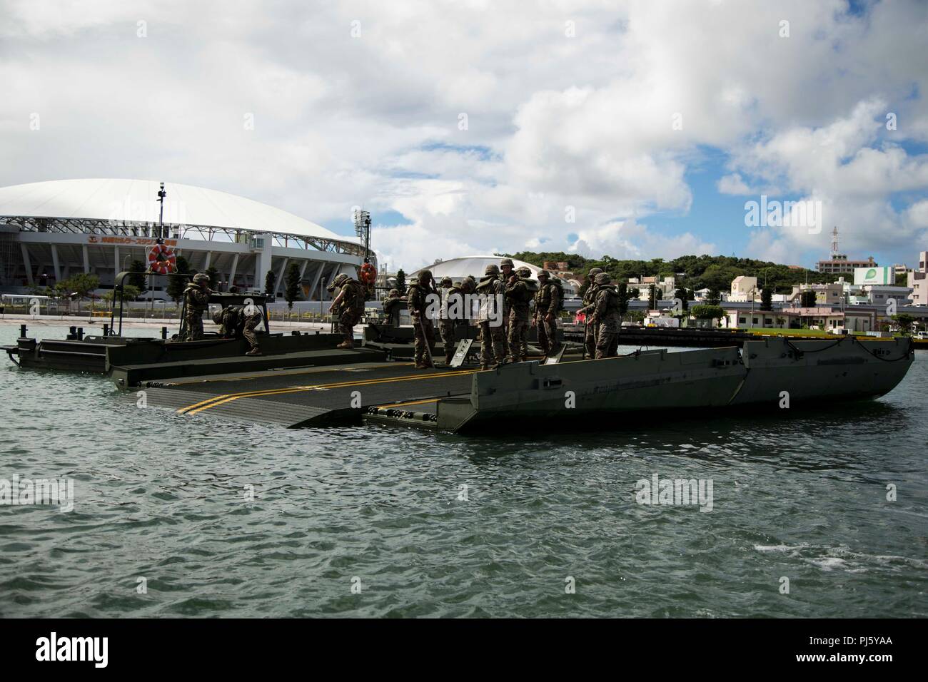 Marines deploy Improved Ribbon Bridges (IRB) during training operations ...