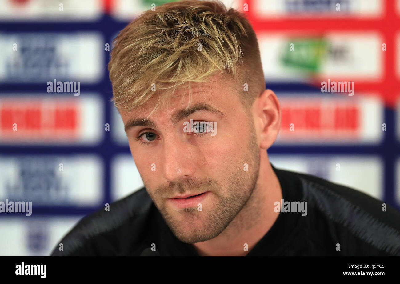 England's Luke Shaw during a media day at St Georges' Park, Burton ...