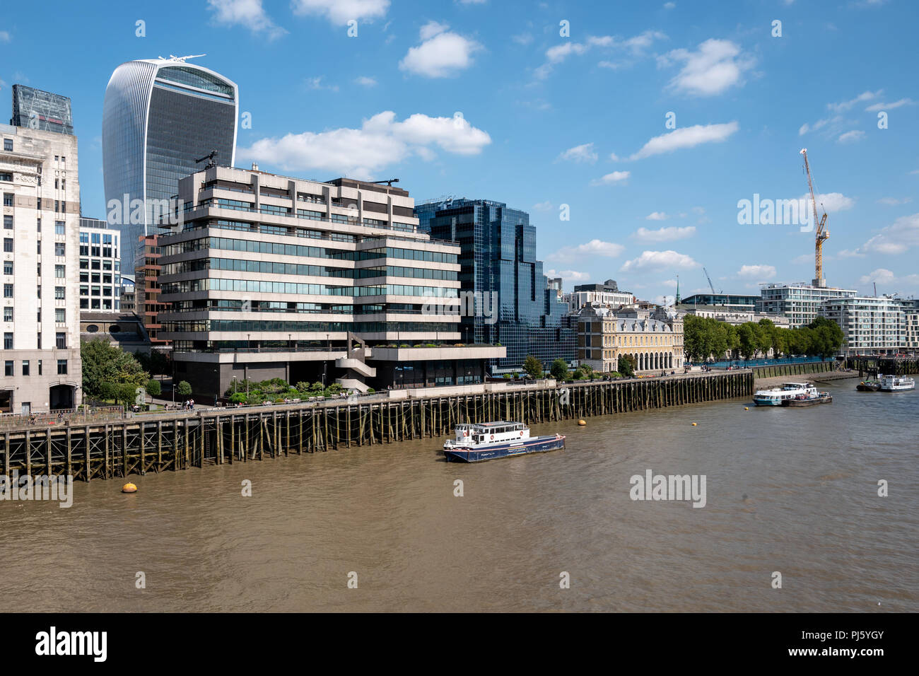 View from London Bridge towards Tower Bridge in London Stock Photo - Alamy