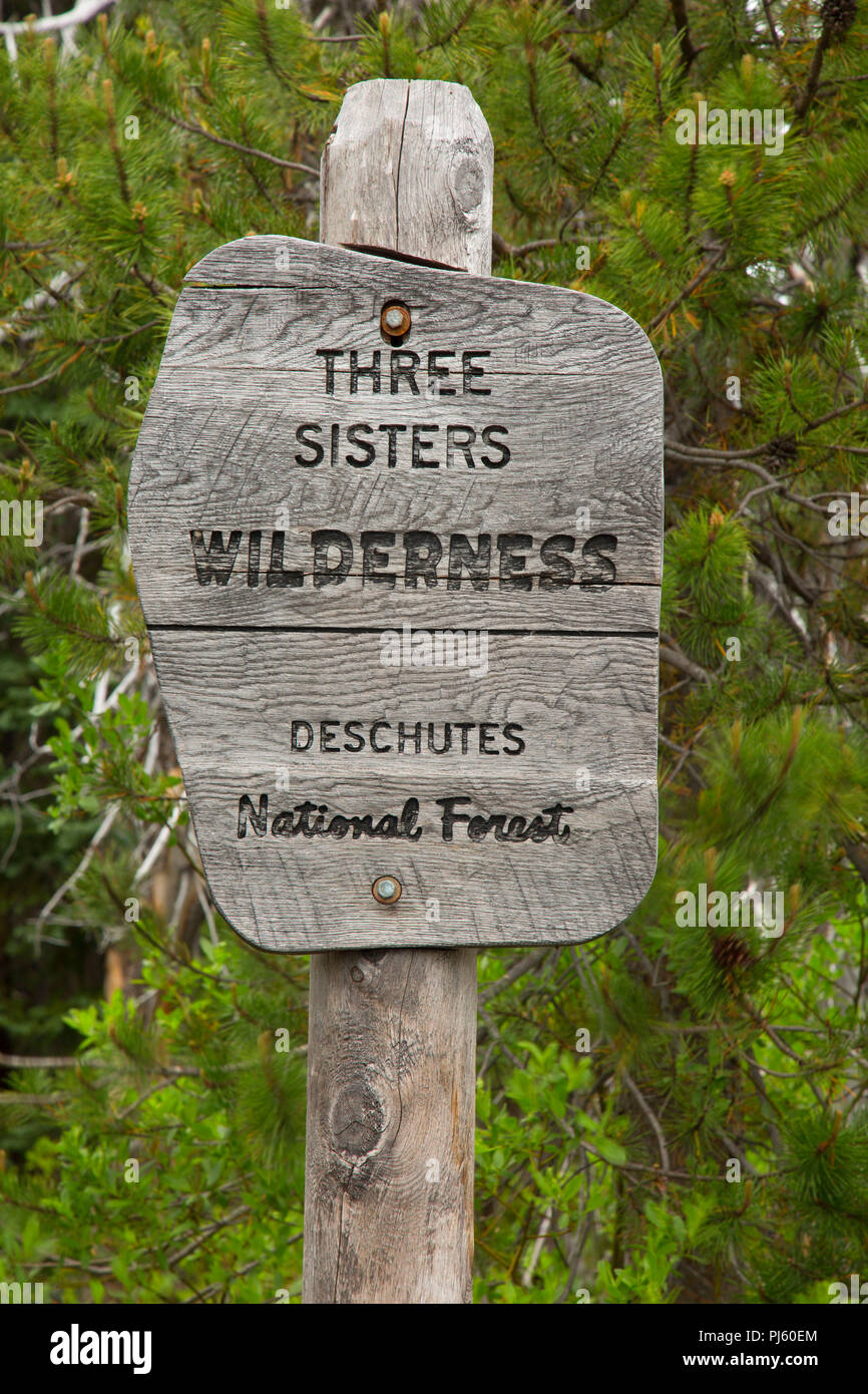 Wilderness sign along Green Lakes Trail, Three Sisters Wilderness ...