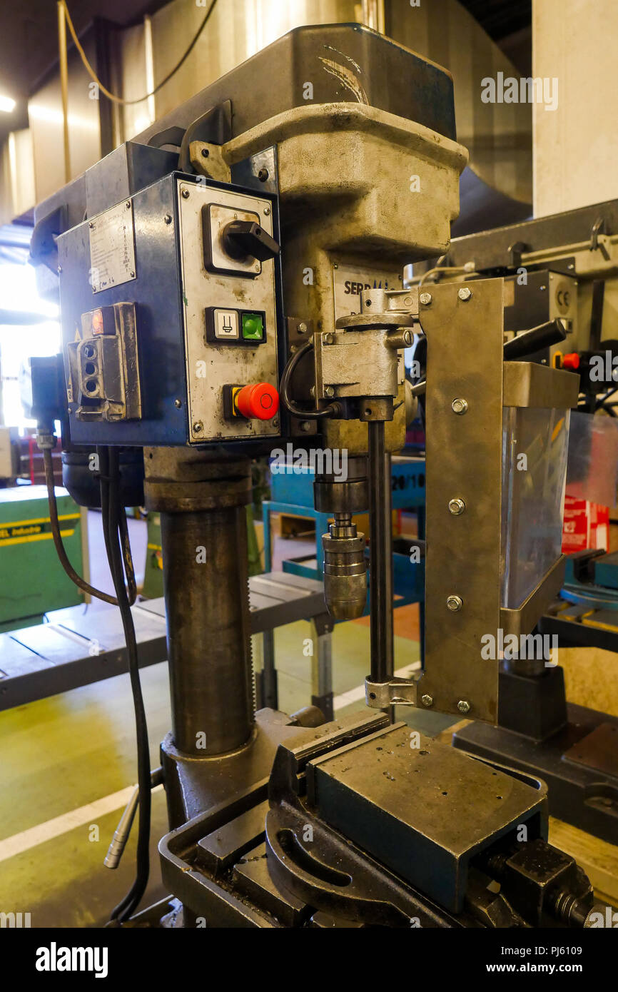Machine-tool in a metal workshop at La Mache Catholic Professional High ...