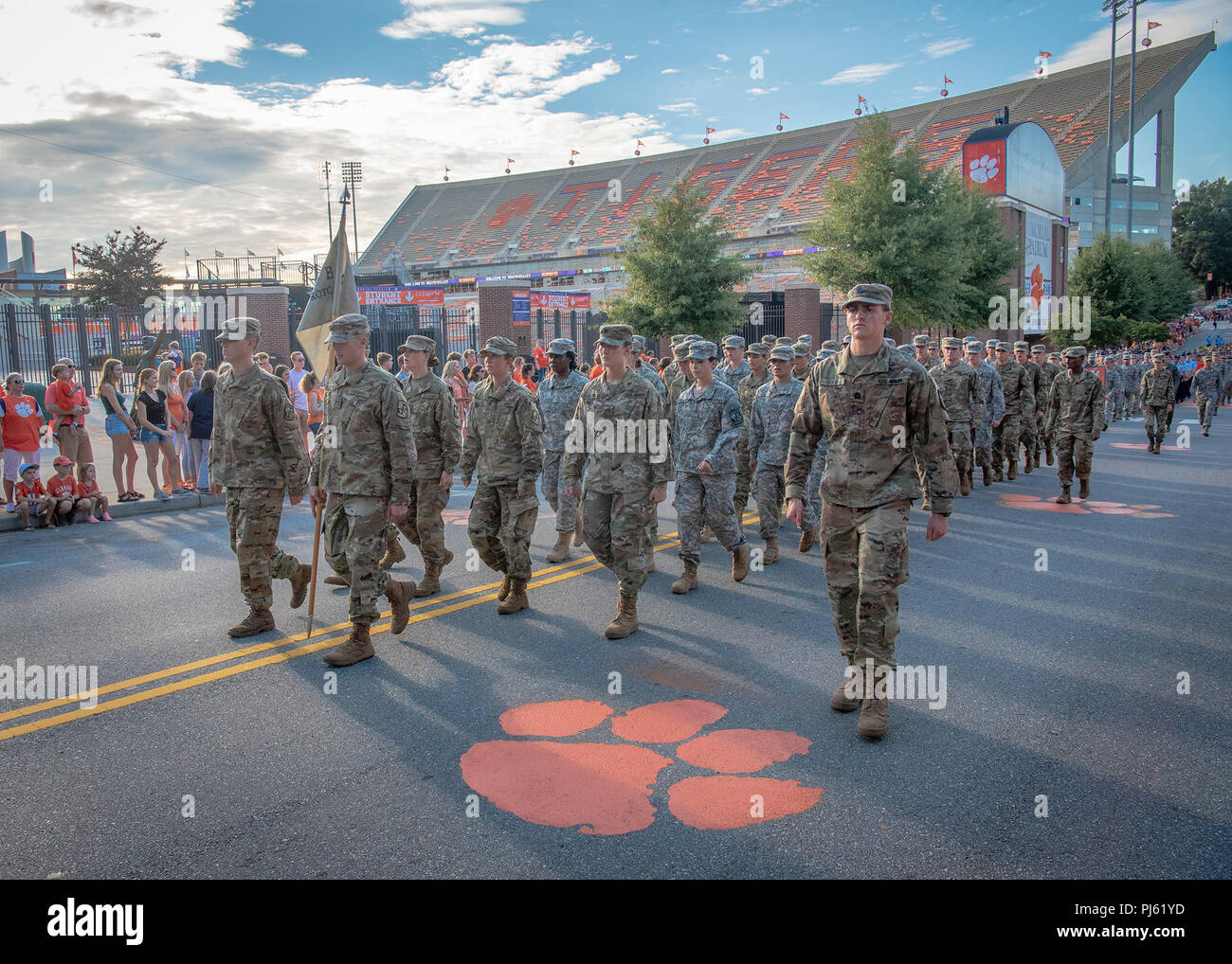 Cadets with Clemson University’s Army and Air Force ROTC march in the ...
