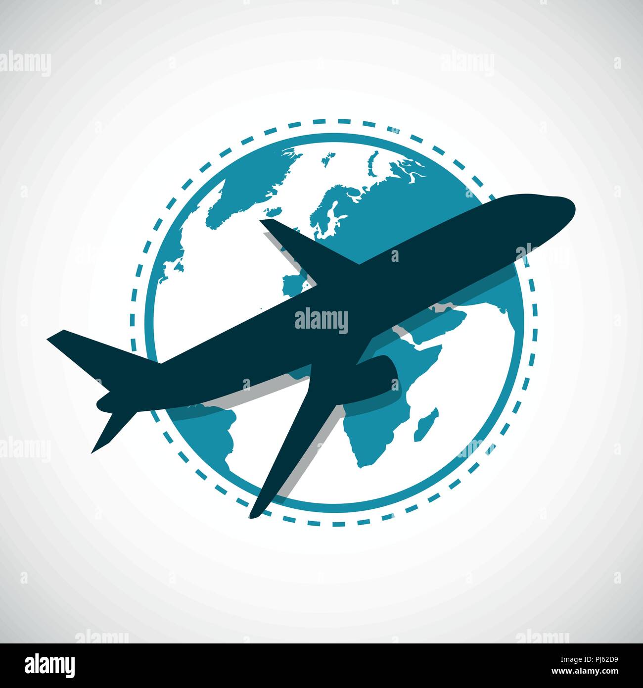 blue plane flying with blue globe background vector illustration EPS10 ...