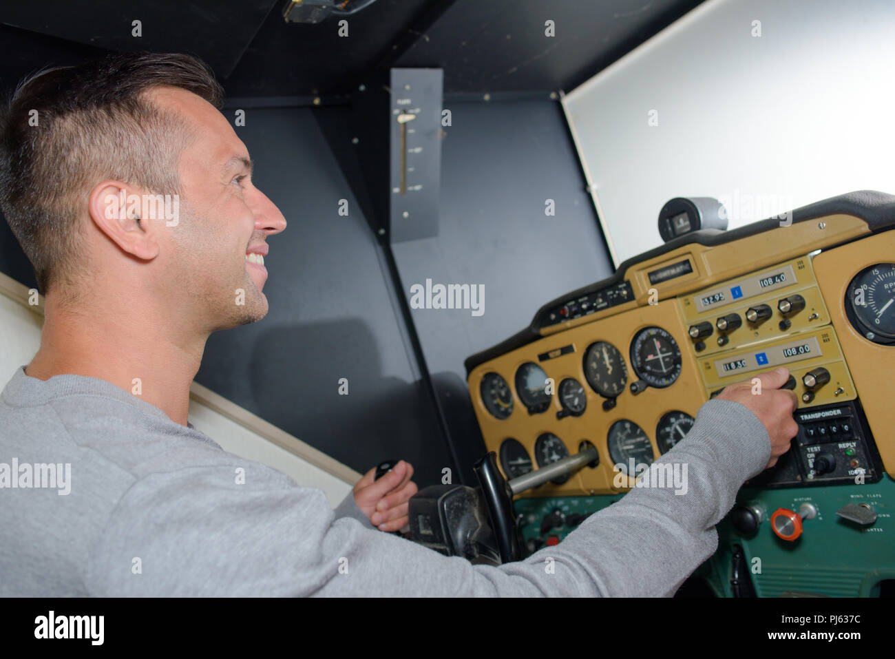future pilot testing a simulator Stock Photo - Alamy