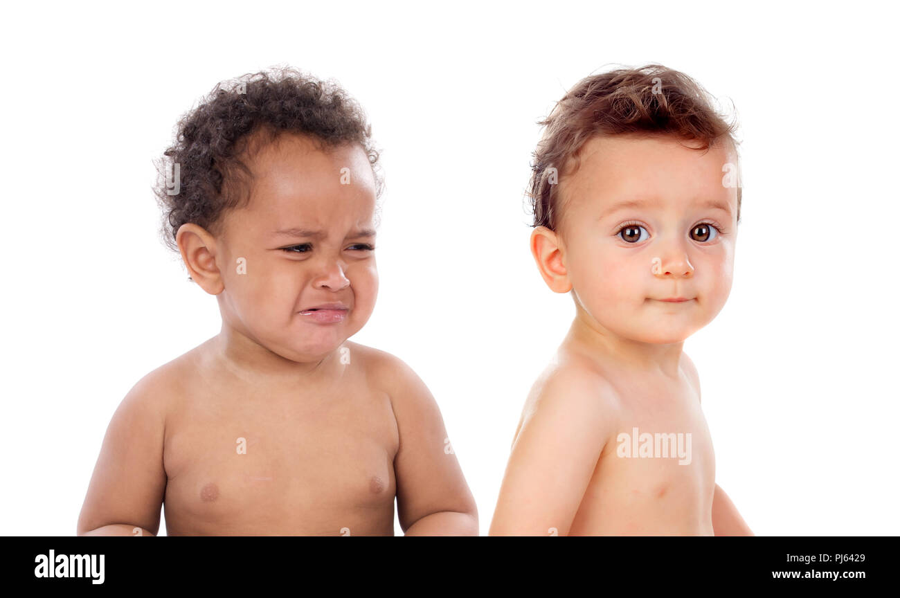 Couple of different babies isolated on a white background Stock Photo ...