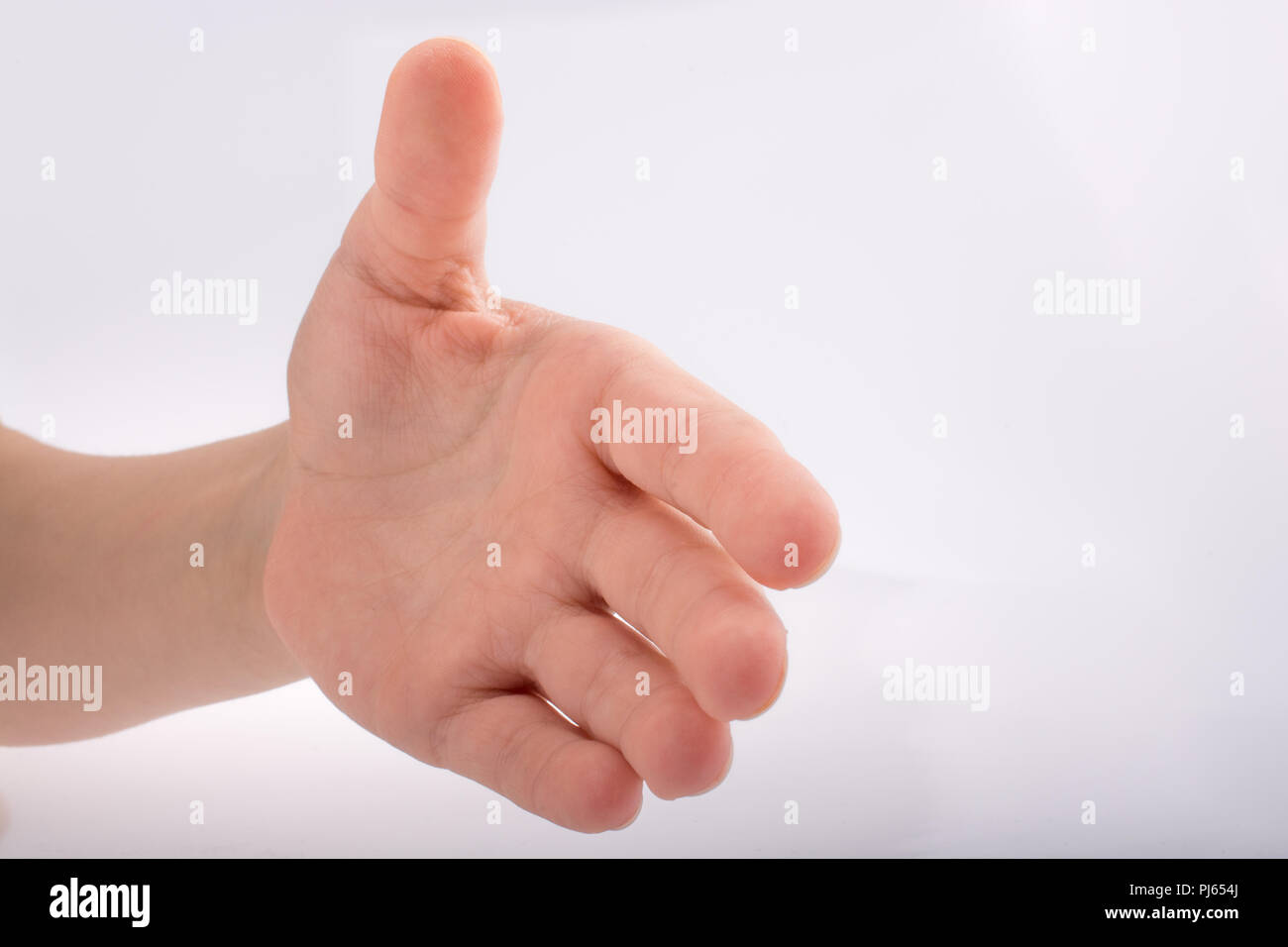 Hand shaking on a white background Stock Photo - Alamy
