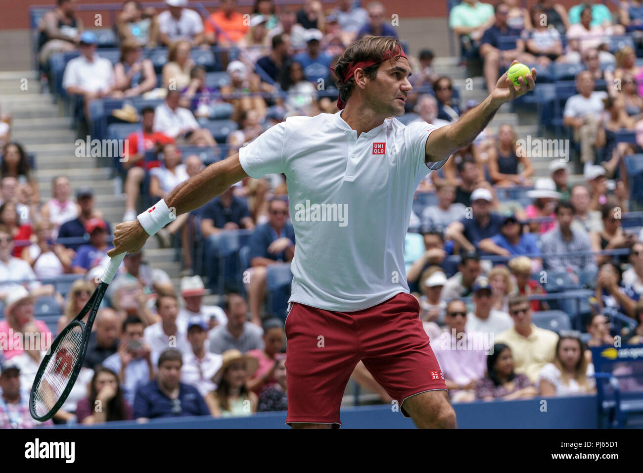 Roger Federer (SUI) competing at the 2018 US Open Tennis Stock Photo ...