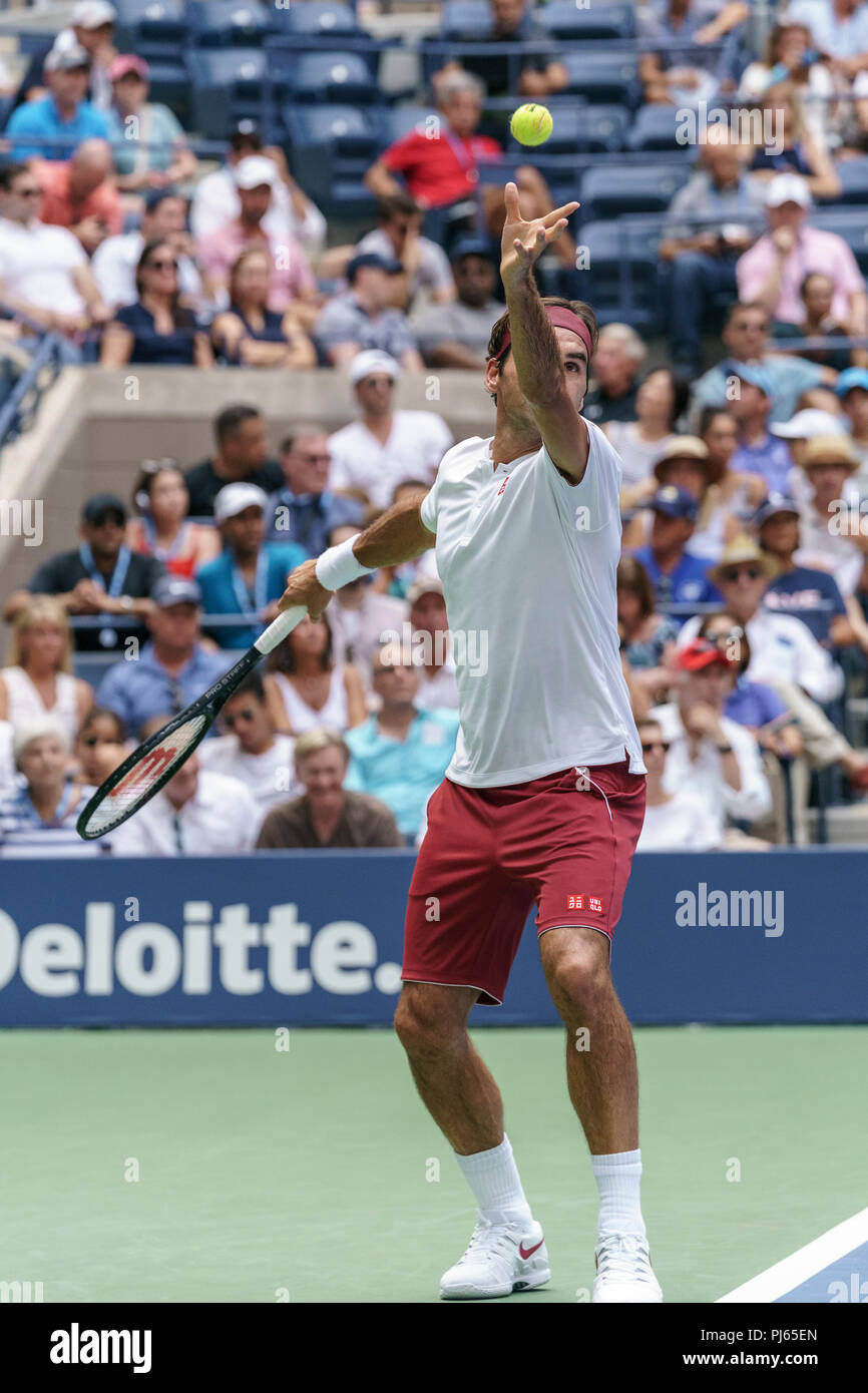 Roger Federer (SUI) competing at the 2018 US Open Tennis Stock Photo ...