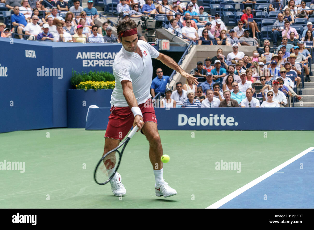 Roger Federer (SUI) competing at the 2018 US Open Tennis Stock Photo ...