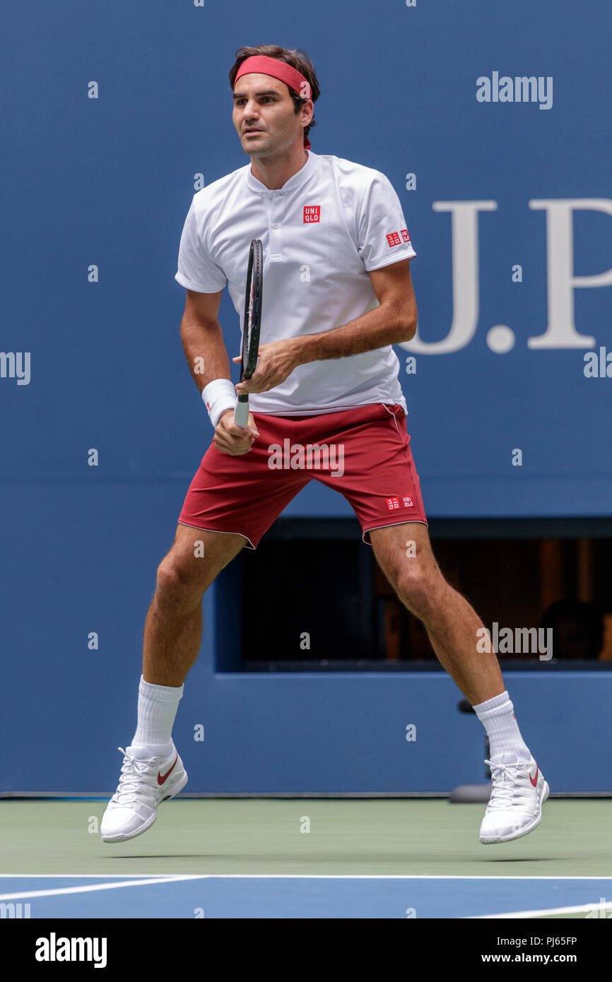 Roger Federer (SUI) competing at the 2018 US Open Tennis Stock Photo ...