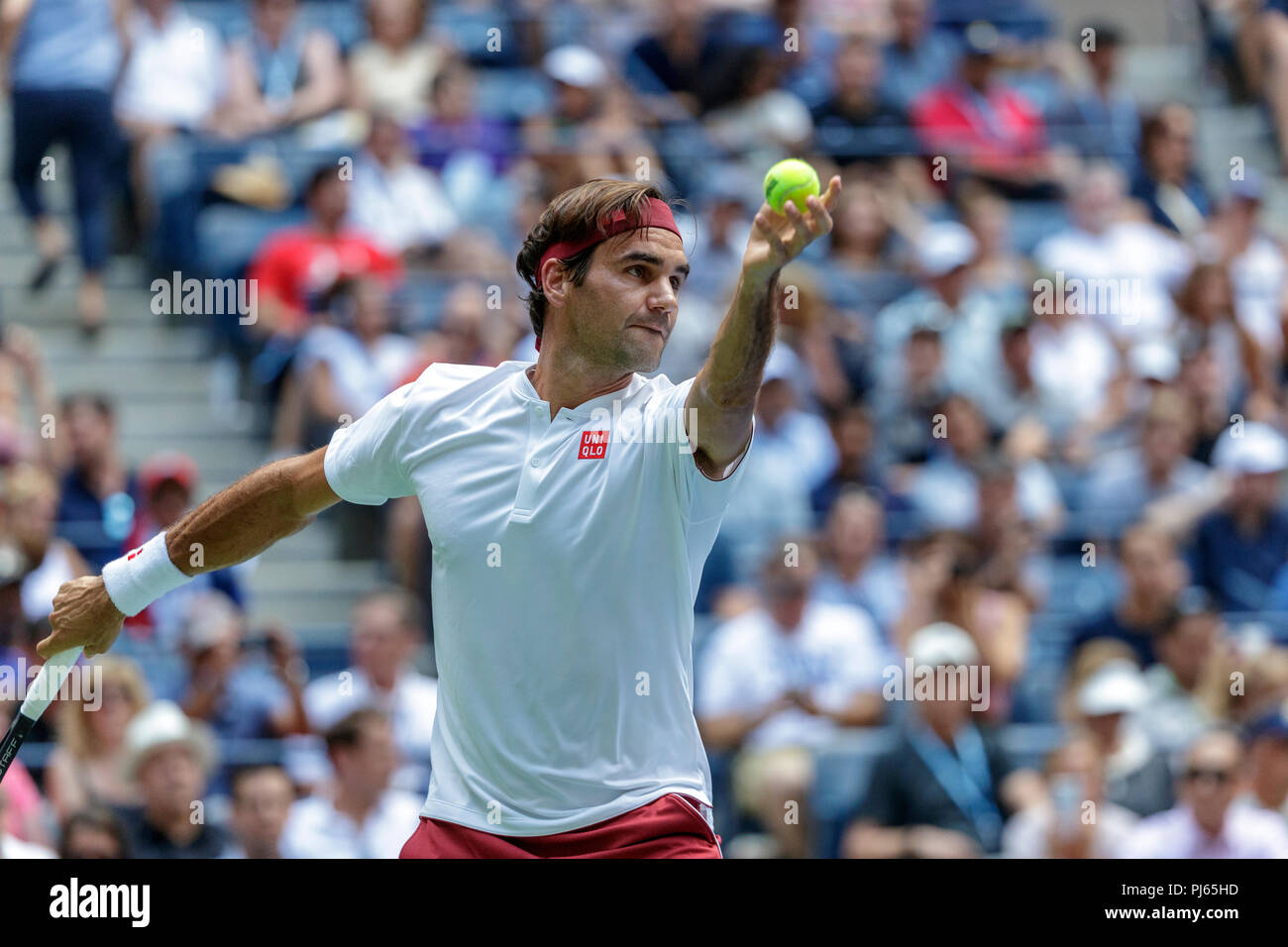 Roger Federer (SUI) competing at the 2018 US Open Tennis Stock Photo ...