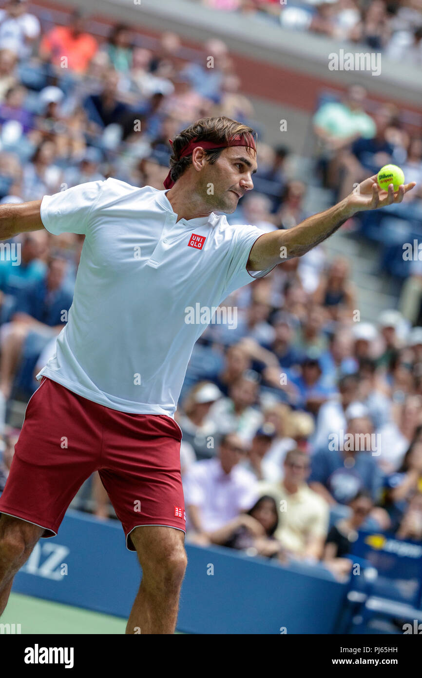 Roger Federer (SUI) competing at the 2018 US Open Tennis Stock Photo ...