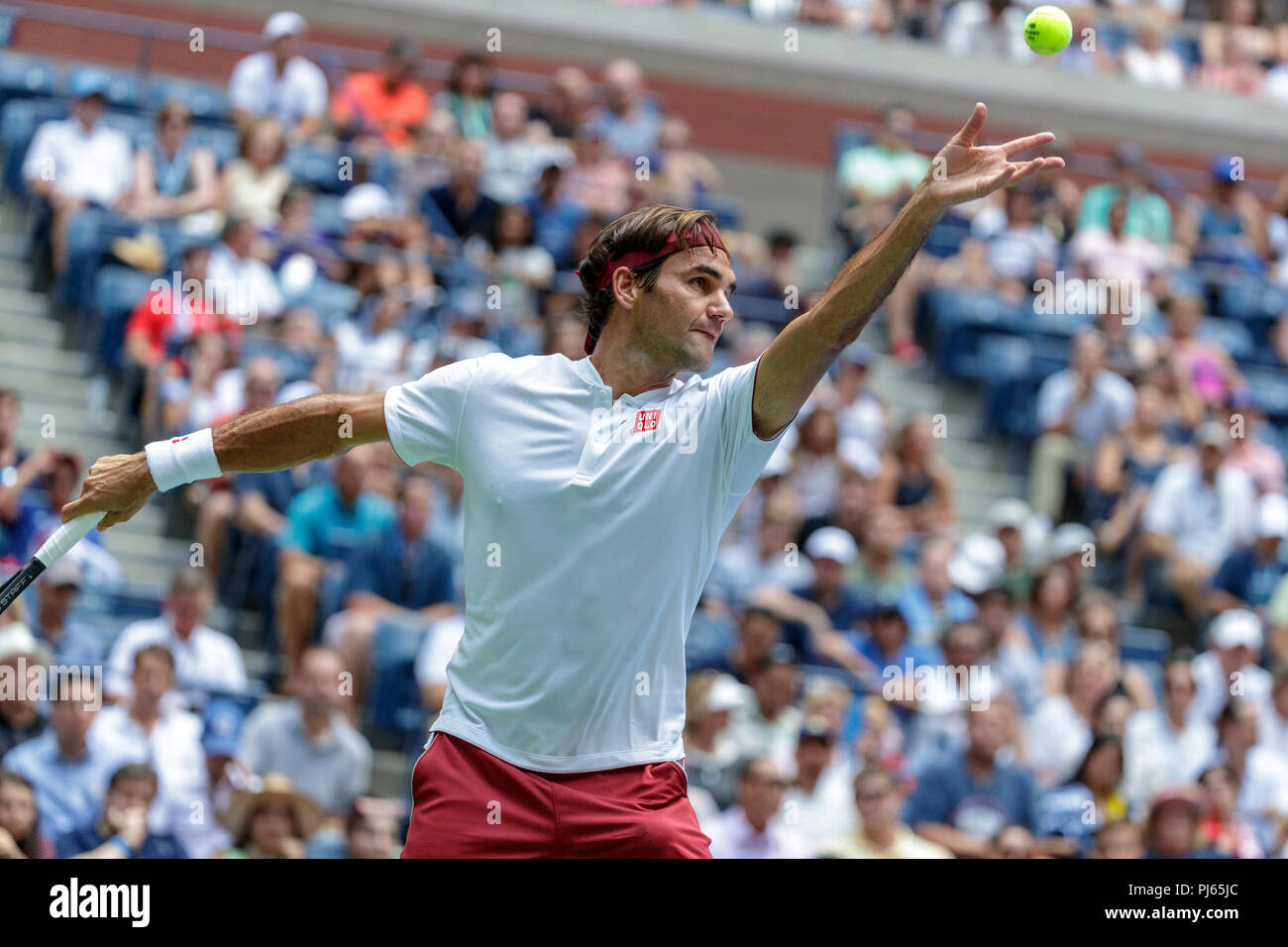 Roger Federer (SUI) competing at the 2018 US Open Tennis Stock Photo ...