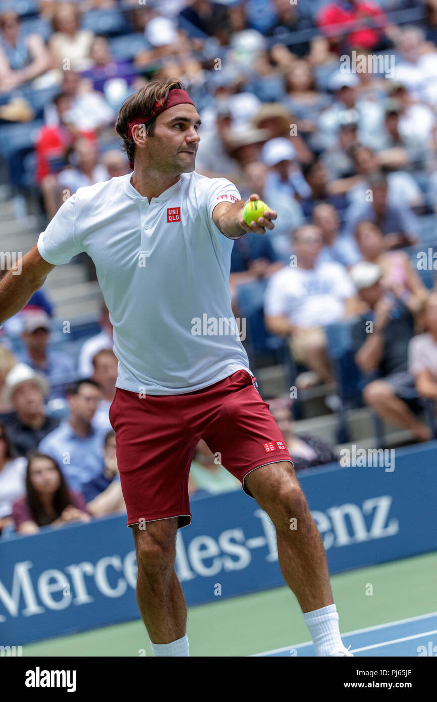 Roger Federer (SUI) competing at the 2018 US Open Tennis Stock Photo ...