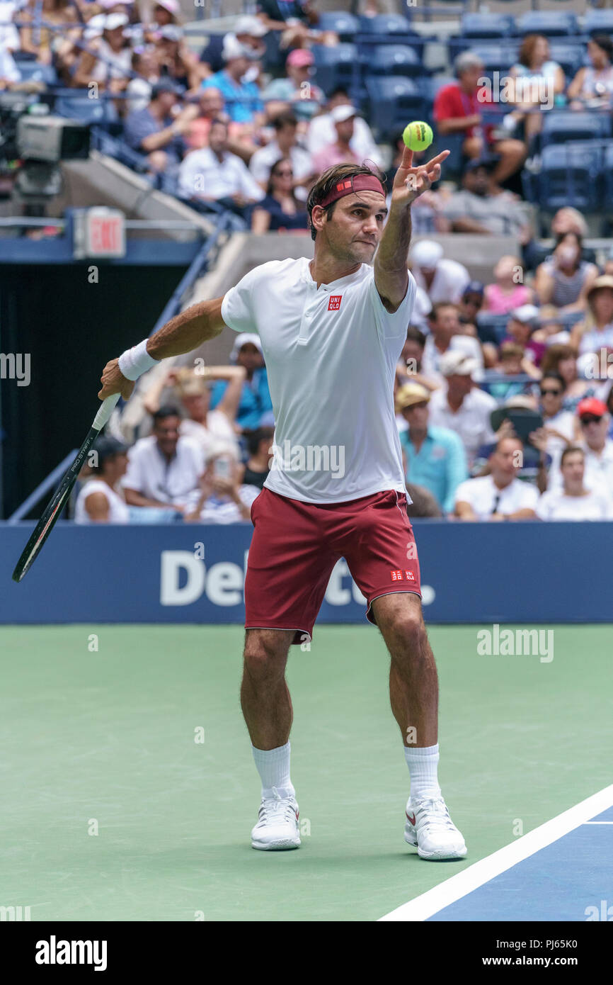 Roger Federer (SUI) competing at the 2018 US Open Tennis Stock Photo ...