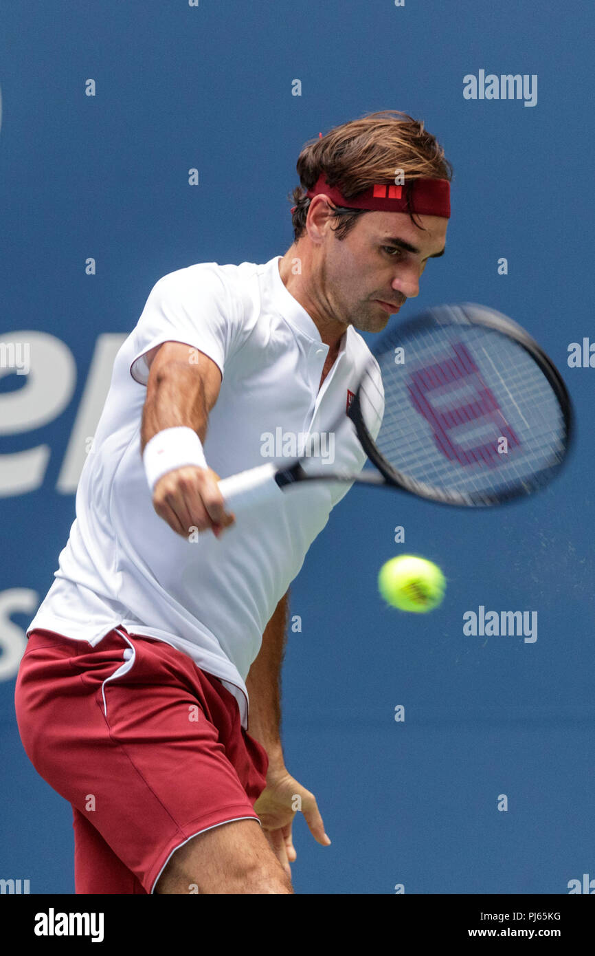 Roger Federer (SUI) competing at the 2018 US Open Tennis Stock Photo ...
