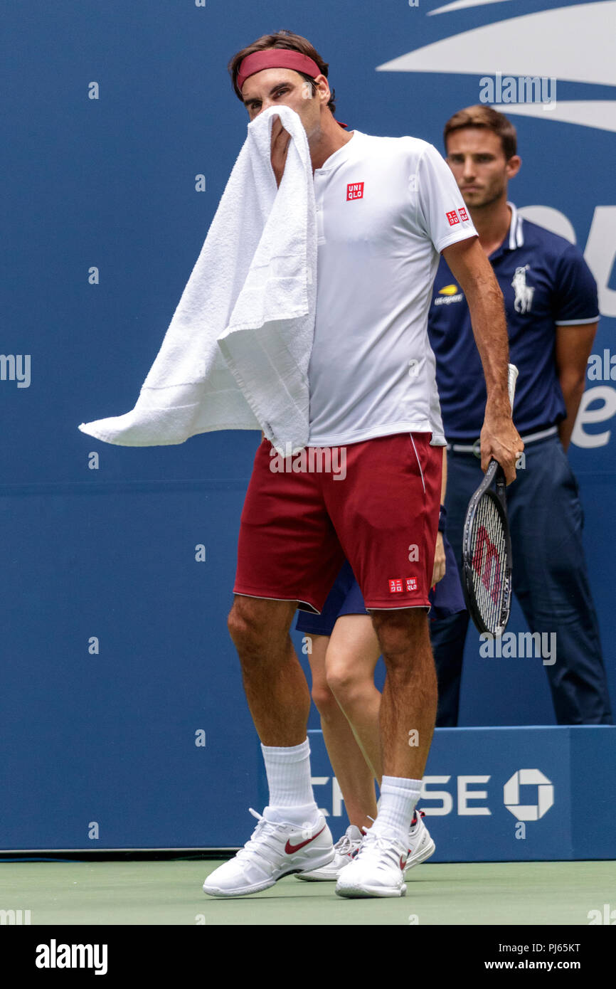 Roger Federer (SUI) competing at the 2018 US Open Tennis Stock Photo ...