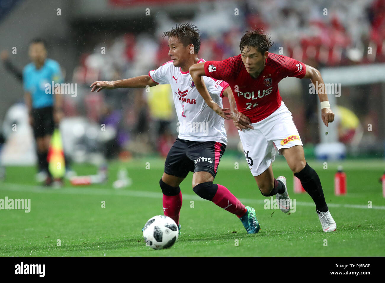 Saitama, Japan. 1st Sep, 2018. Riku Matsuda (Cerezo), Takuya Ogiwara ...